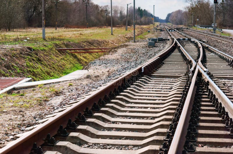 Rows Of Rails And Cross Tie Stock Image Image Of Metal Rail 22485789