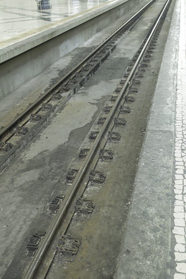 Rails in station stock photo. Image of motion, industrial - 42349394
