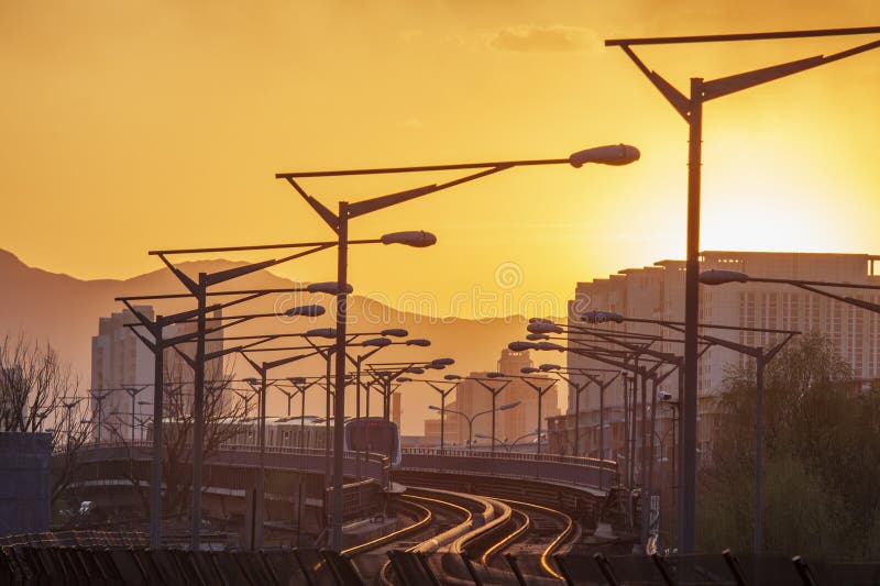 Subway and sunset stock photo. Image of train, highway - 329079732