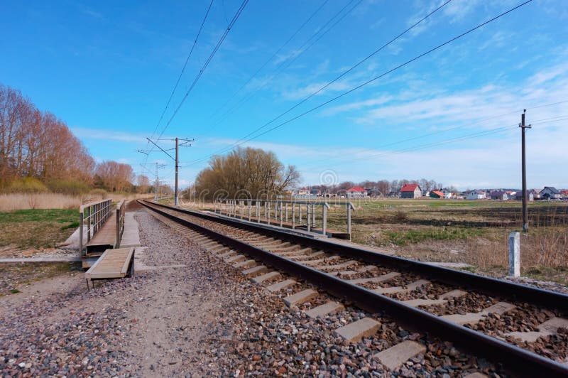 Rails in Three Rows, Railway Stretching into the Distance Stock Photo ...