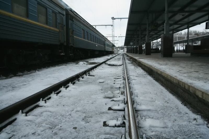 Rails and Train at the Station, Infrastructure of Ukraine Editorial ...
