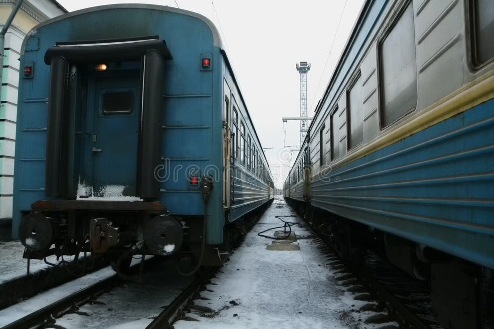 Rails and Train at the Station, Infrastructure of Ukraine Editorial ...