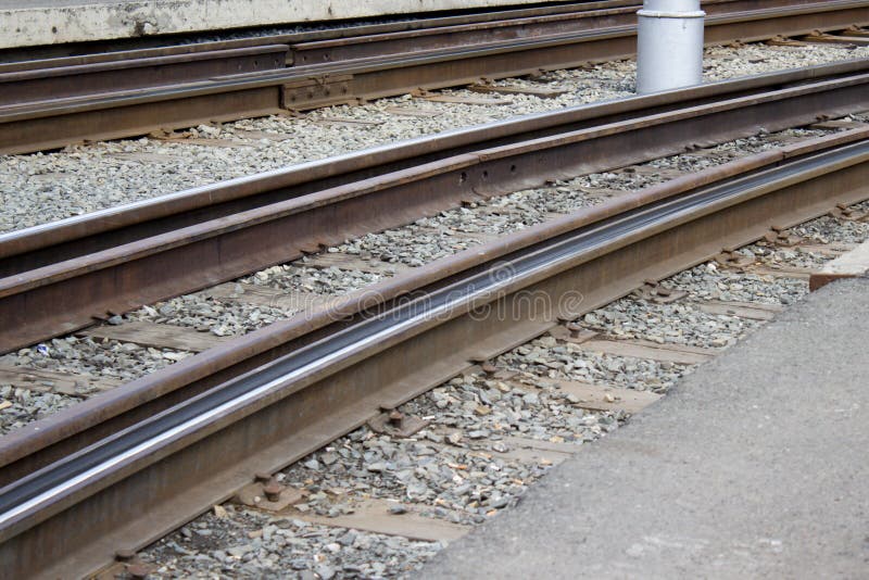 The rails of the tram stock image. Image of urban, railroad - 87247497