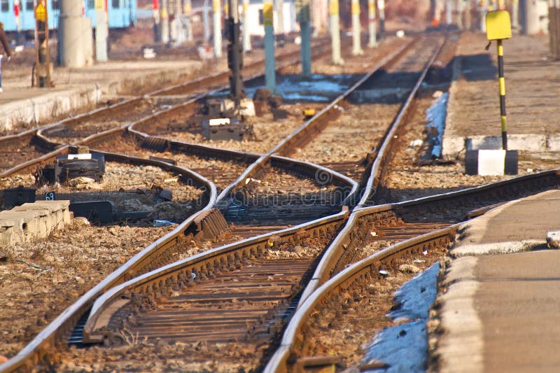 Mess Up of Crossing Railway Track Junction Stock Image - Image of ...