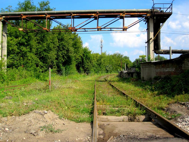 Railway Along the Forest and Pipes Stock Photo - Image of railway, tree ...