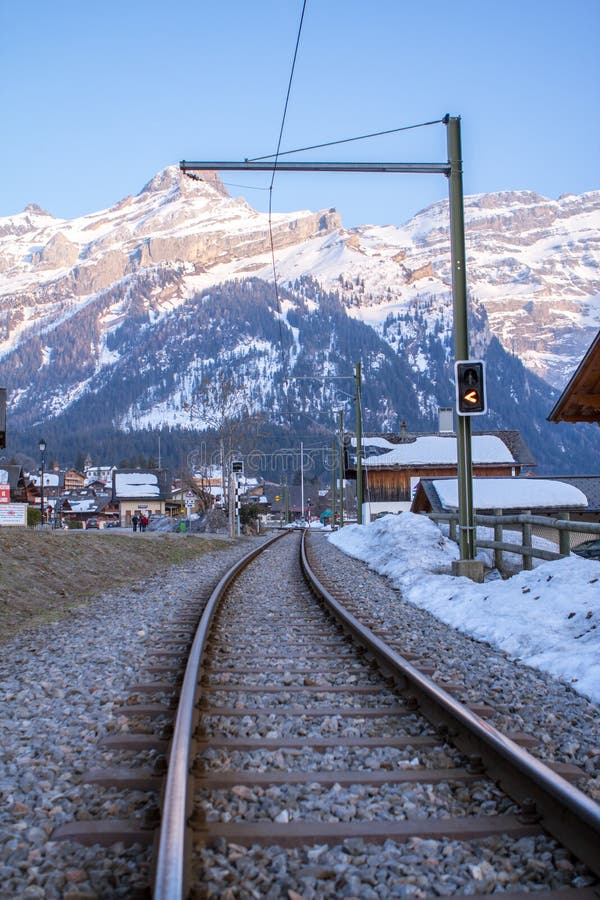 Railway in alps stock image. Image of landscape, engine - 40179637