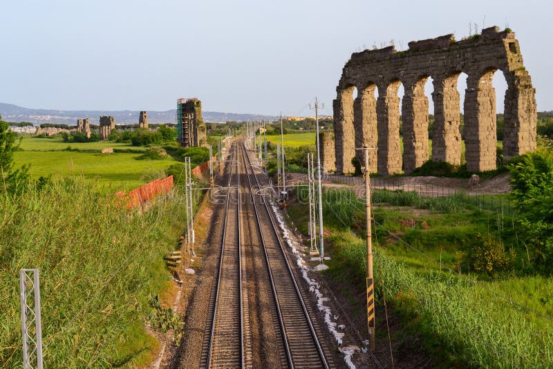 Railway in ancient Rome stock photo. Image of tourism - 53722242