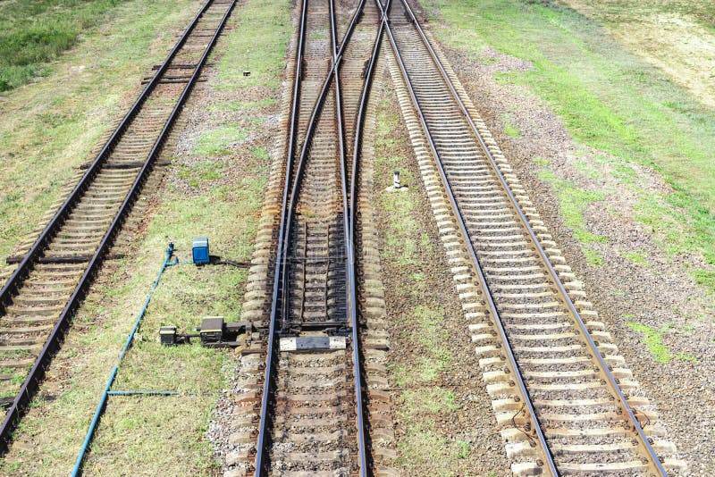 Railway Arrow. Turnout Switch of the Way. Railway Junction in Front of ...