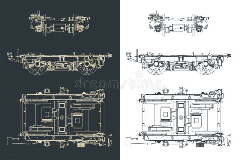 Railway bogie blueprints stock vector. Illustration of heavy - 247561280