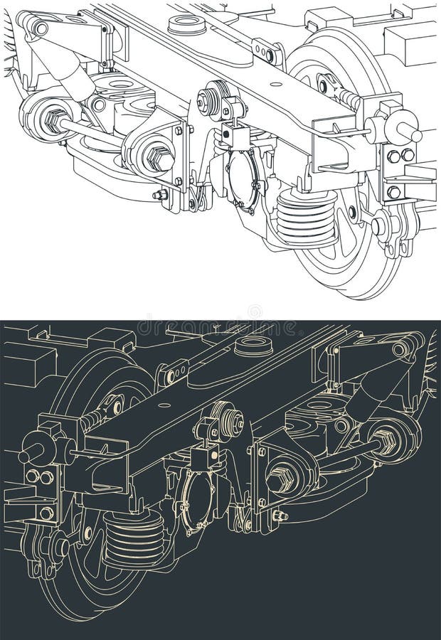 Railway bogie blueprints stock vector. Illustration of heavy - 247561280