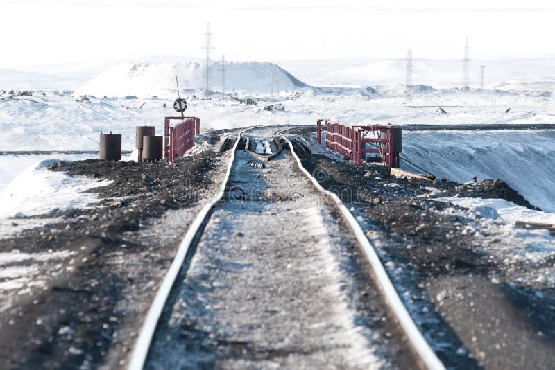 Railway Bridge and Deformation of the Track, Built on Permafrost. Stock ... Railway Bridge and Deformation of the Track, Built on Permafrost. Stock ...