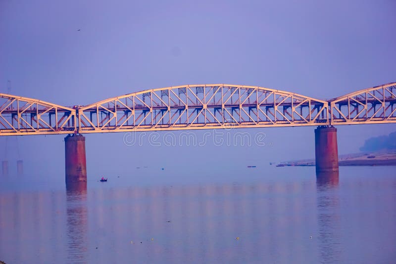 Railway Bridge on Ganga River Stock Image - Image of stadium, line ...