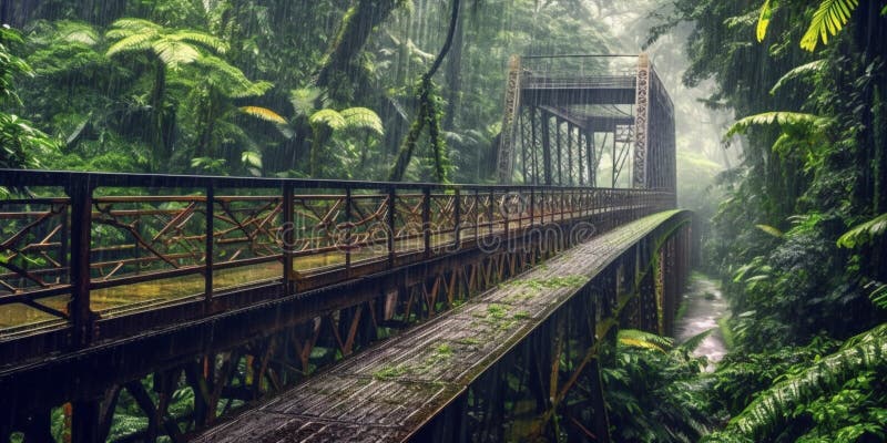 Railway Bridge in the Middle of a Forest Full of Trees Stock ...