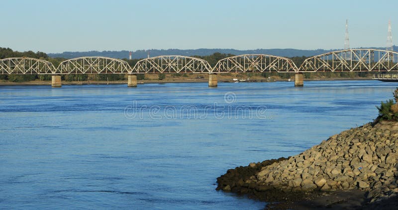 Railway Bridge Over Columbia River at Vancouver, Washington Stock Photo ...