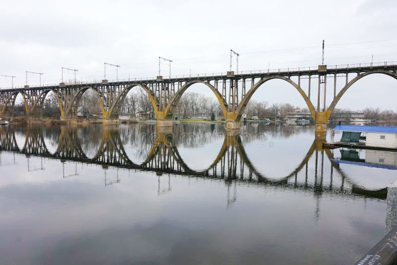 Arched Bridge Over the River Stock Photo - Image of landscape, railway ...
