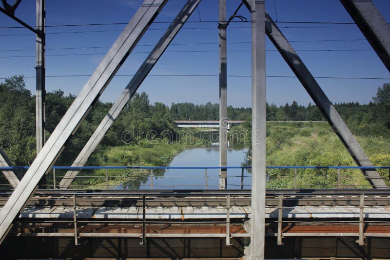 Railway Bridge Over the River Close-up Stock Photo - Image of angle ...
