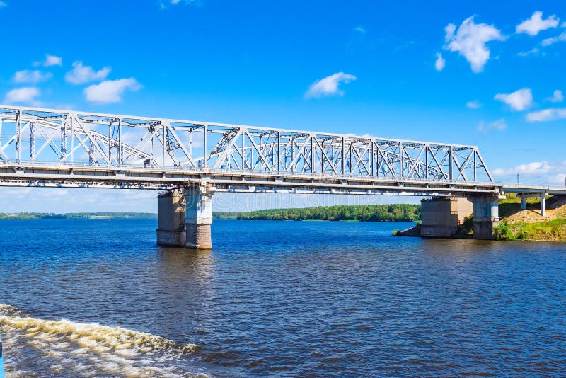 Railway Bridge Over the River on a Concrete Base Stock Photo - Image of ...