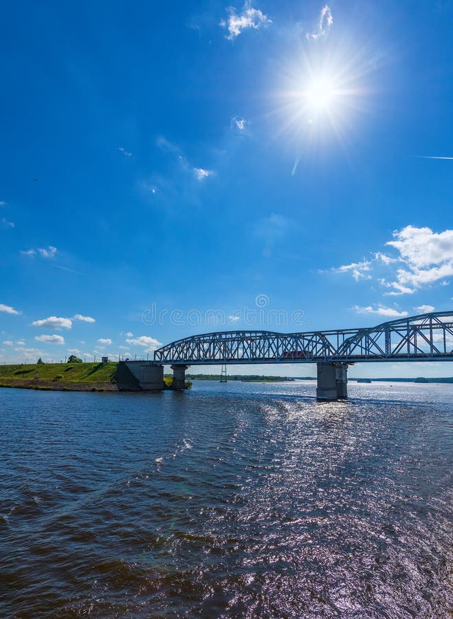 Railway Bridge Over the River on a Concrete Base Stock Image - Image of ...