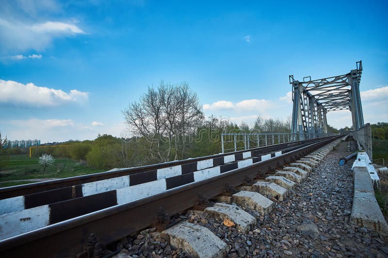 Railway Bridge View. Railroad Path Leading into the Distance of the ...