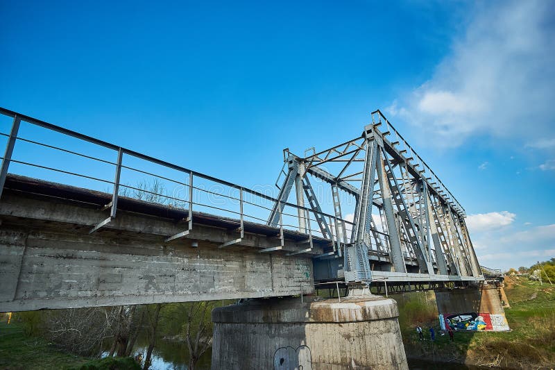 Railway Bridge View. Railroad Path Leading into the Distance of the ...