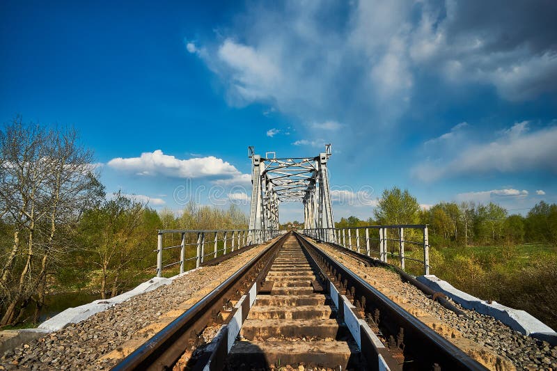 Railway Bridge View. Railroad Path Leading into the Distance of the ...
