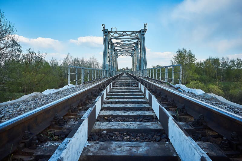 Railway Bridge View. Railroad Path Leading into the Distance of the ...