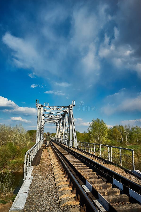 Railway Bridge View. Railroad Path Leading into the Distance of the ...