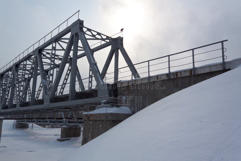 Railway Bridge and Winter Sun. Stock Image - Image of screensaver, road ...