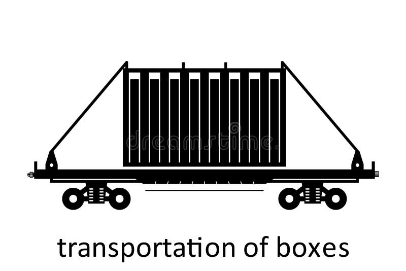Railway Carriage of Boxes Transportation with Name. Cargo Freight ...