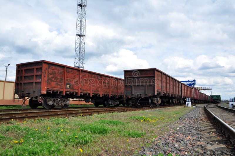 Railway Cars at the Final Stop. Rail Freight Transport Stock Photo ...