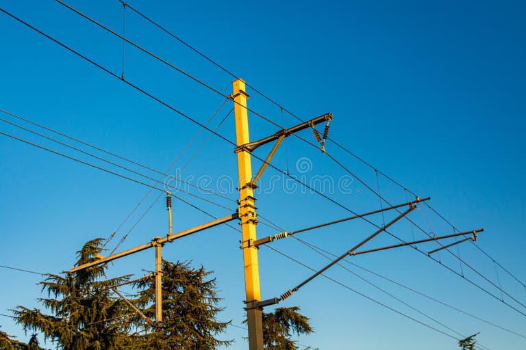 Railway Catenary Pole Overhead Electrical Wires Stock Photos - Free ...