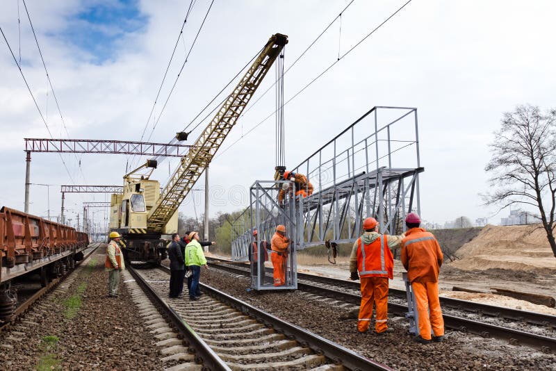 Railway Construction in Kiev, Ukraine Editorial Photo - Image of wire ...