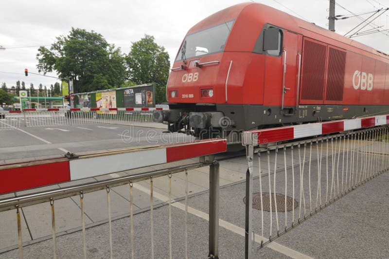Railway Crossing Gate on the Street Editorial Photography - Image of ...