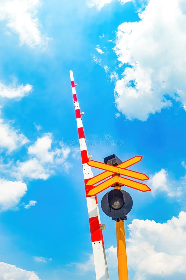 Railway Crossing Gates with Signs and Sirens Stock Image - Image of ...