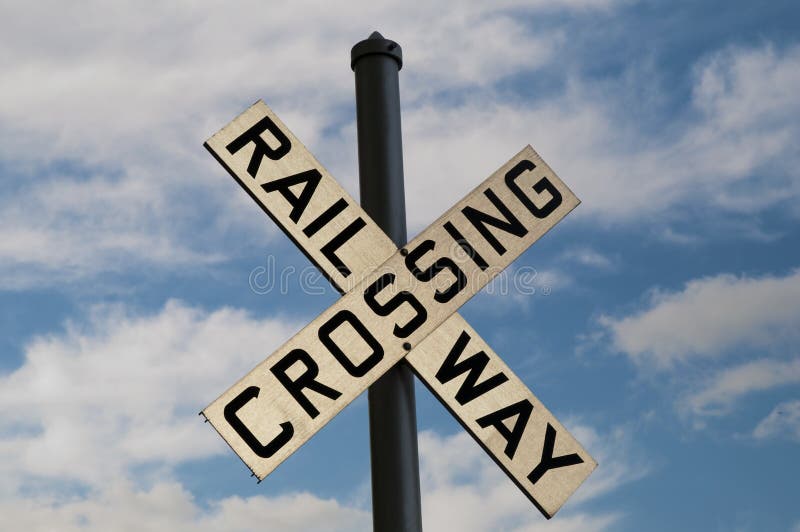 Railway Crossing Sign stock photo. Image of train, post - 10968750