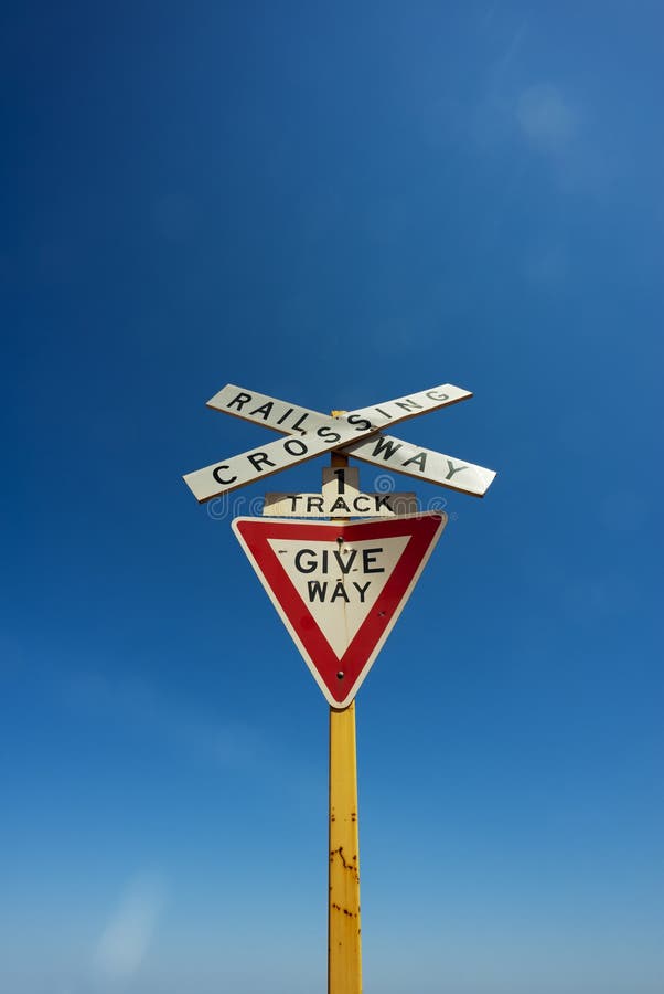 Railway Crossing Sign stock photo. Image of protect, passing - 55807522