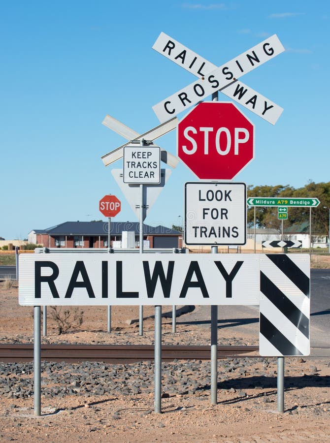 Railway Crossing Sign. stock photo. Image of mildura - 43268450