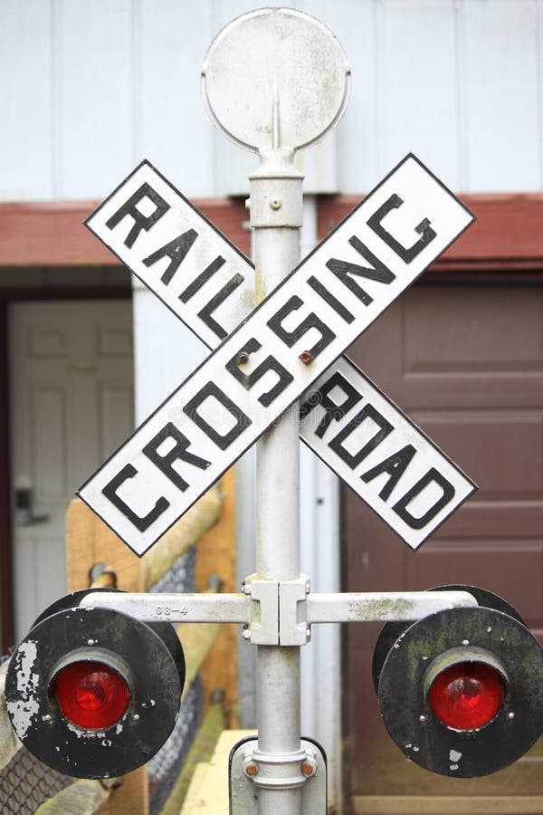 Railway Crossing Sign stock photo. Image of stop, safety - 39482058