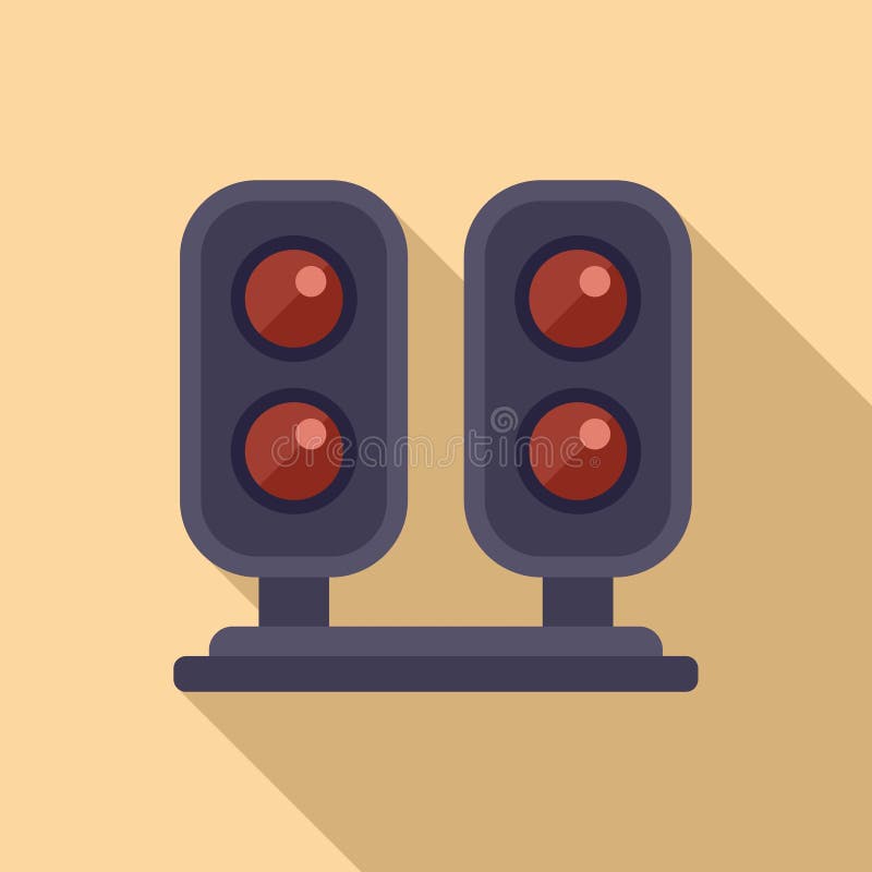 Railway Crossing Stop Lights Icon Flat Vector. Transport Caution Stock Illustration ...