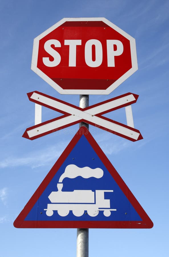 Railway crossing stop sign stock photo. Image of steam - 4824314