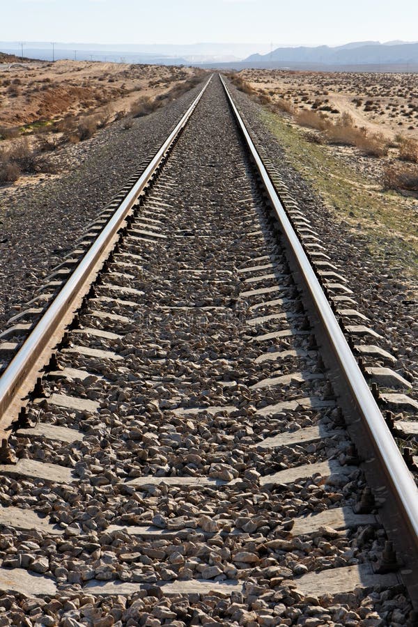 Railway in the Desert Converging To the Horizon Stock Image - Image of ...