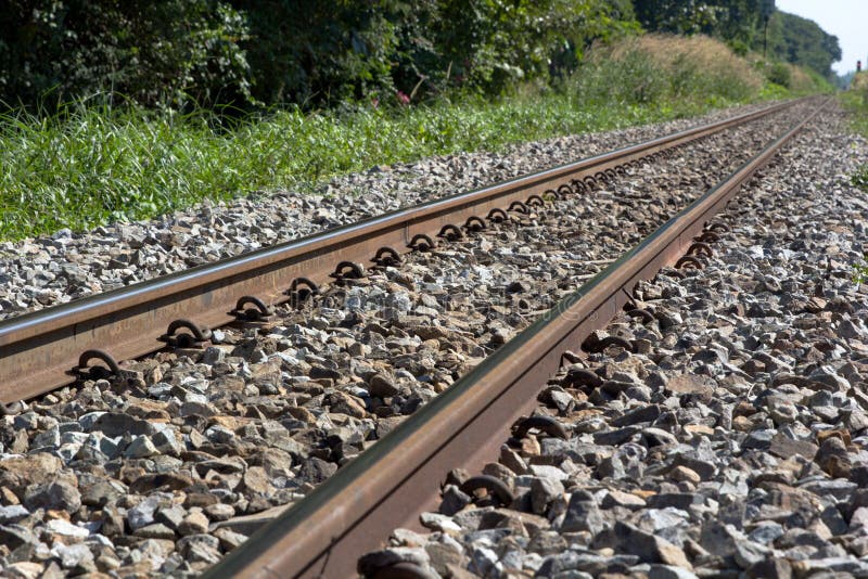 Railway Diagonal Line Nature Tree beside Stock Image - Image of ...