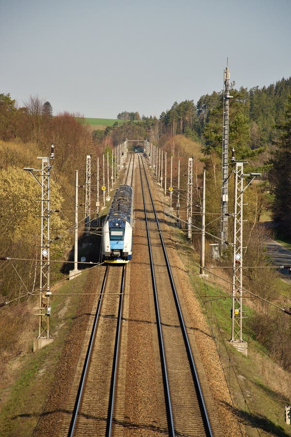 Railway Double Track Electrified Track. Railway Infrastructure Stock ...