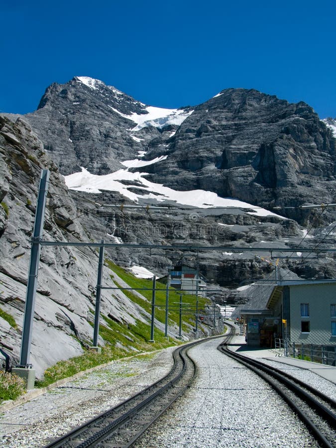 Railway in Eiger mountain stock photo. Image of stony - 6458238