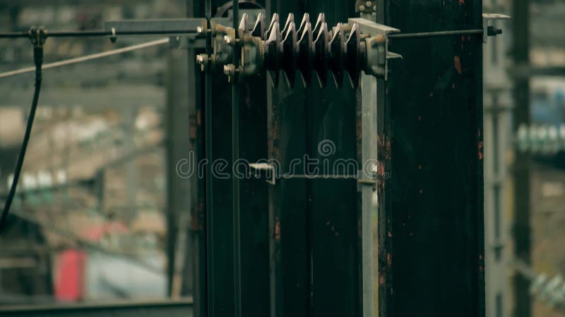 Railway Electric Insulators Close-up Shot Stock Footage - Video of ...