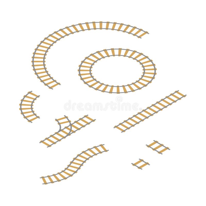 Railway Elements Parts Set Isolated on White. Vector Stock Vector ...