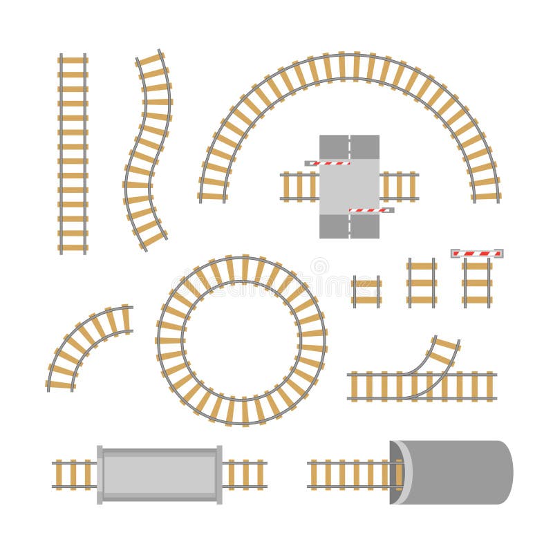 Railway Elements Parts Set. Vector Stock Vector - Illustration of icon ...