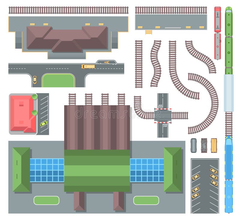 Railway Elements - Set of Modern Vector Objects Stock Vector ...