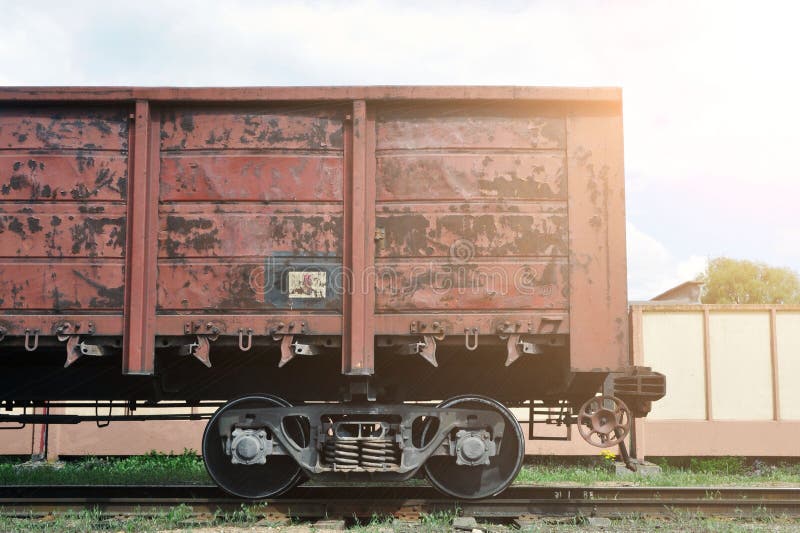 Railway Freight Car on Rails for the Transport of Industrial Goods ...