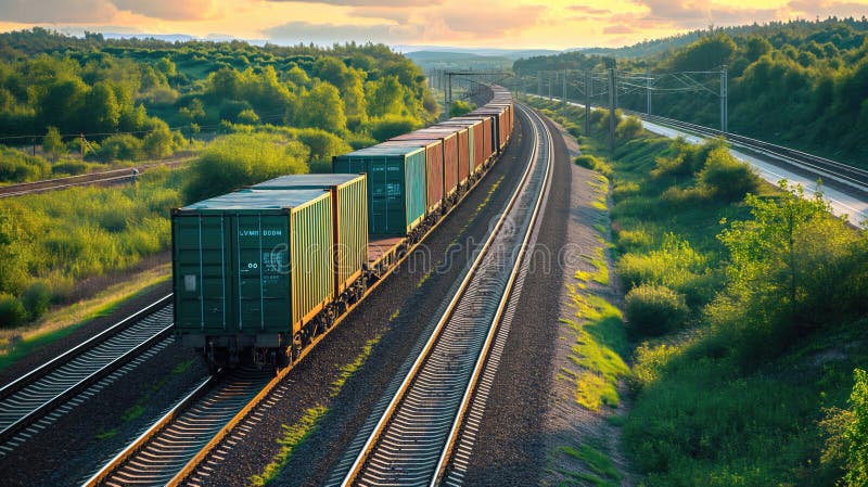 Train Carrying Cargo Metal Containers Stock Image - Image of platform ...